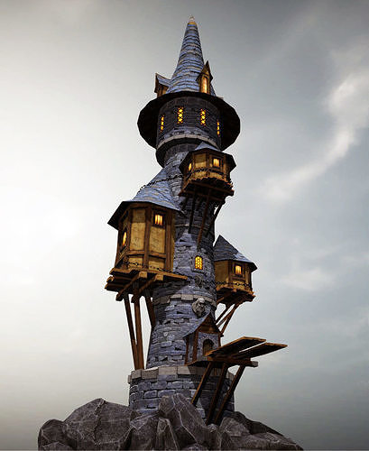 3D model Wizard Tower VR / AR / low-poly | CGTrader