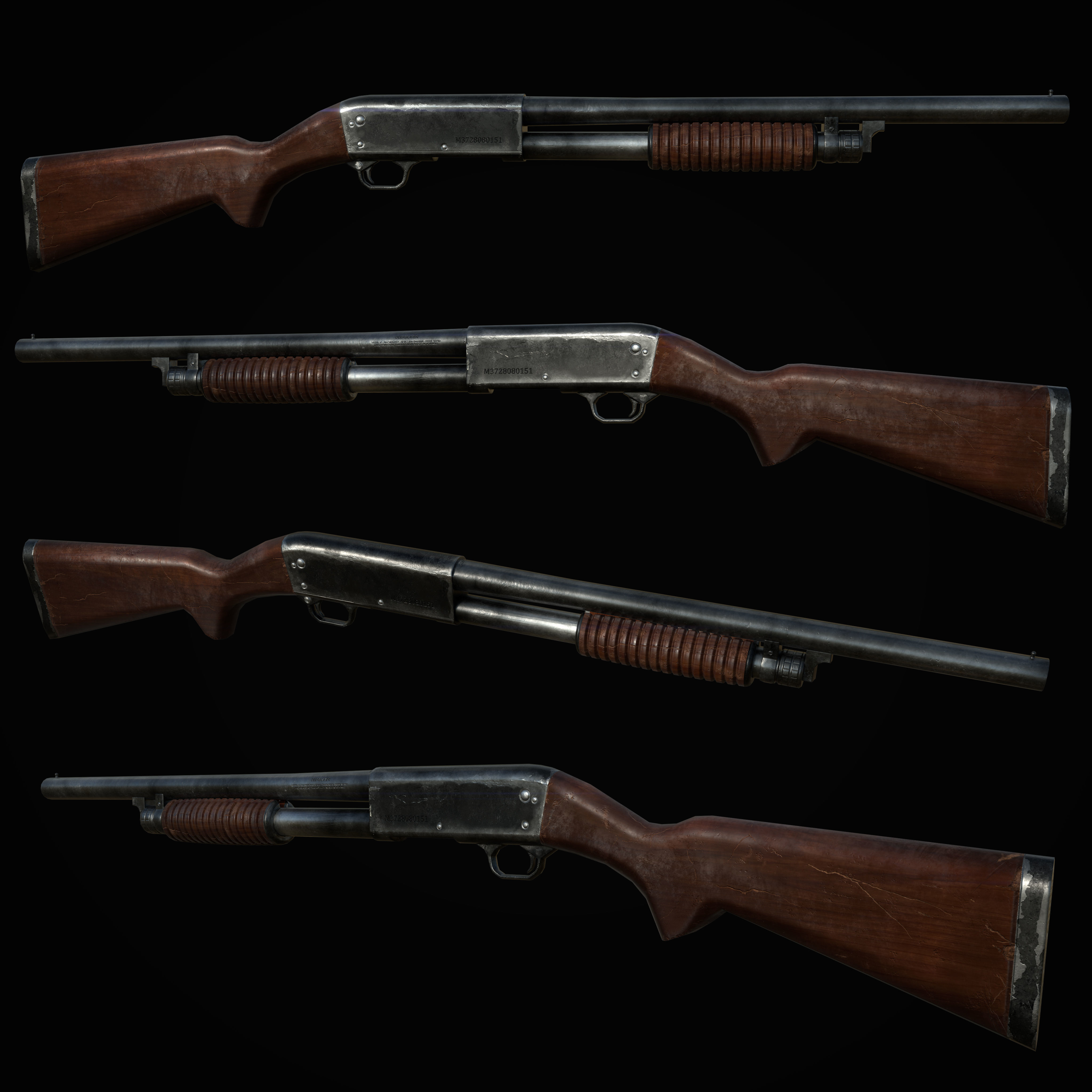 3D model Ithaca 37 Shotgun M37 PBR MODEL UNITY UNREAL ENGINE VR / AR ...