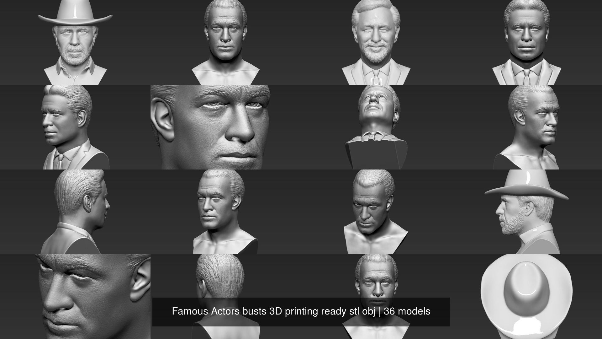 Famous Actors busts 3D printing ready stl obj 3D Model Collection ...