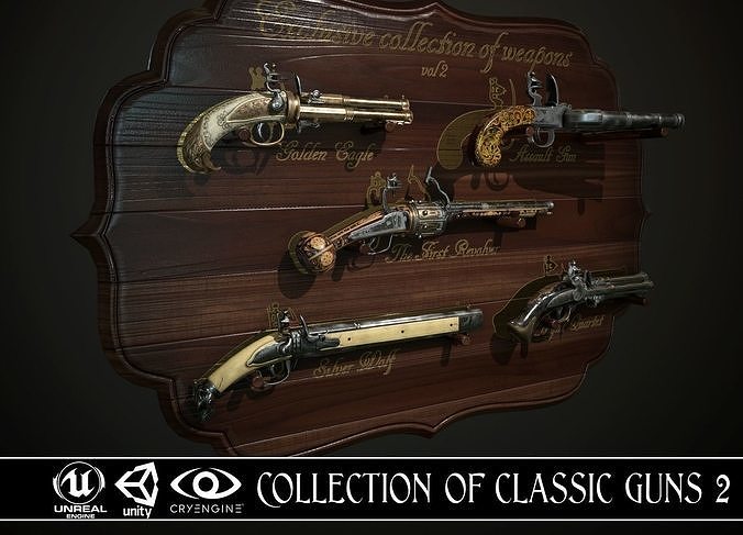 3D model Collection of classic guns 2 VR / AR / low-poly | CGTrader
