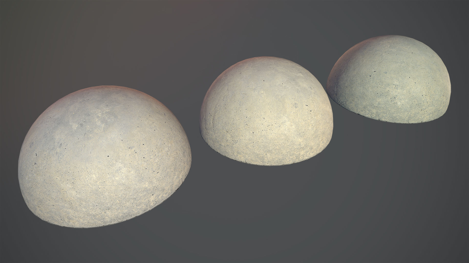 Concrete Hemisphere Barrier pack 1 Three Color Options free VR / AR ...
