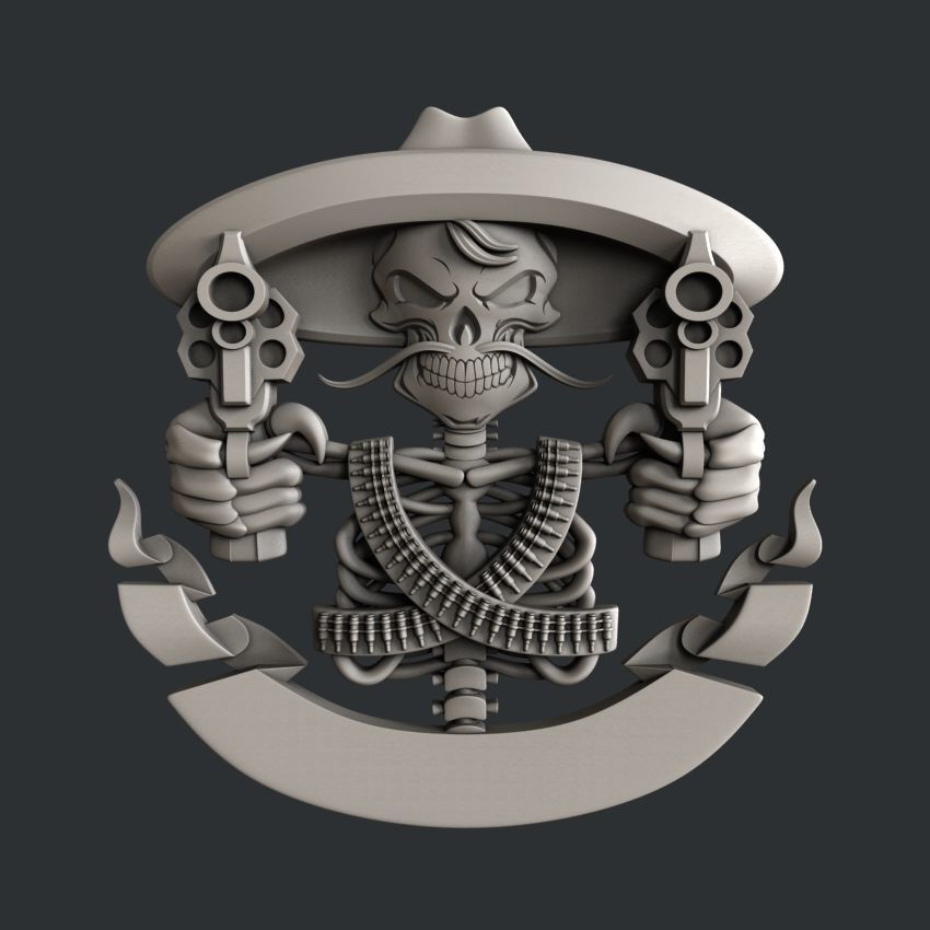3d STL models for CNC router skull guns 3D model | CGTrader