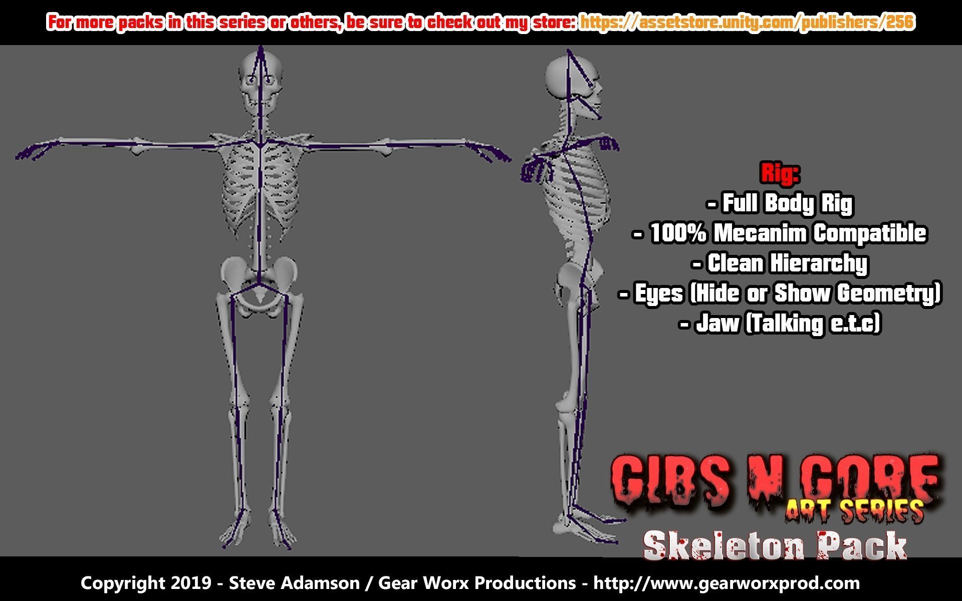 3D model Gibs N Gore - Skeleton Pack VR / AR / low-poly | CGTrader