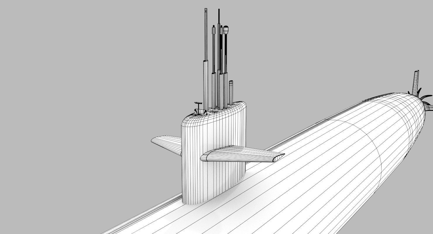 Los Angeles Class Submarine 3D model rigged | CGTrader