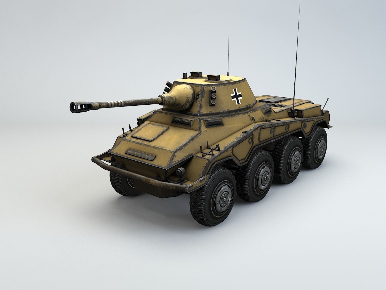3D model Low Poly SdKfz 234 2 Puma Armored Car VR / AR / low-poly ...