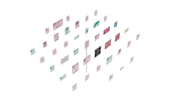 Road Sign US R7 Series Parking 3D model | CGTrader