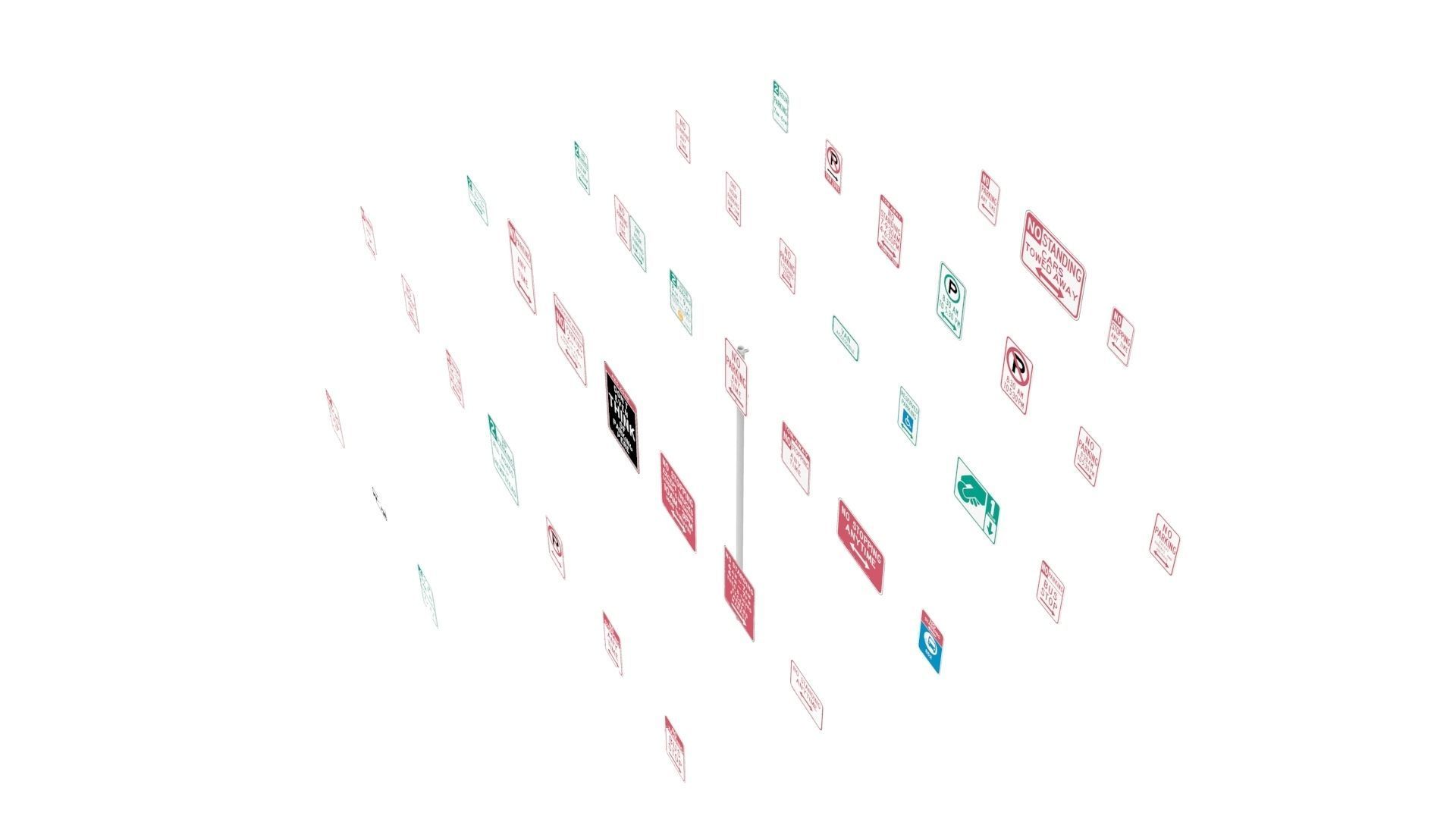 Road Sign US R7 Series Parking 3D model | CGTrader