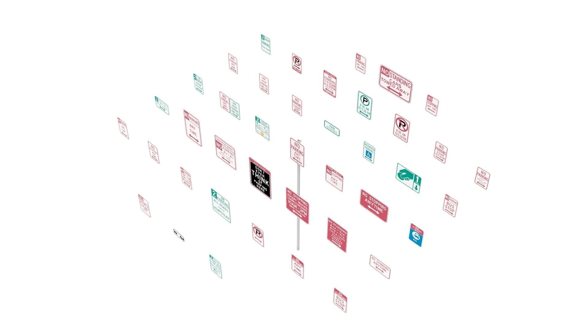 Road Sign US R7 Series Parking 3D model | CGTrader