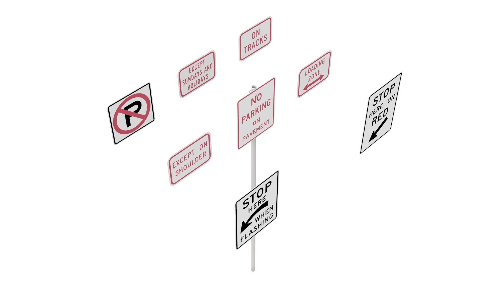 3D model Road Sign US R8 Series Parking And Emergency 1
