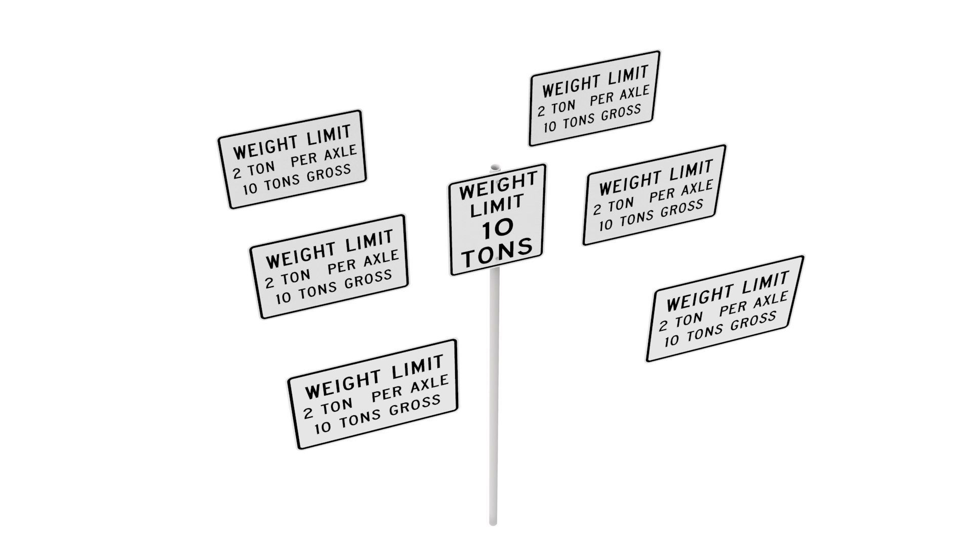 Road Sign - US - R12 Series Weight Limits 3D model | CGTrader