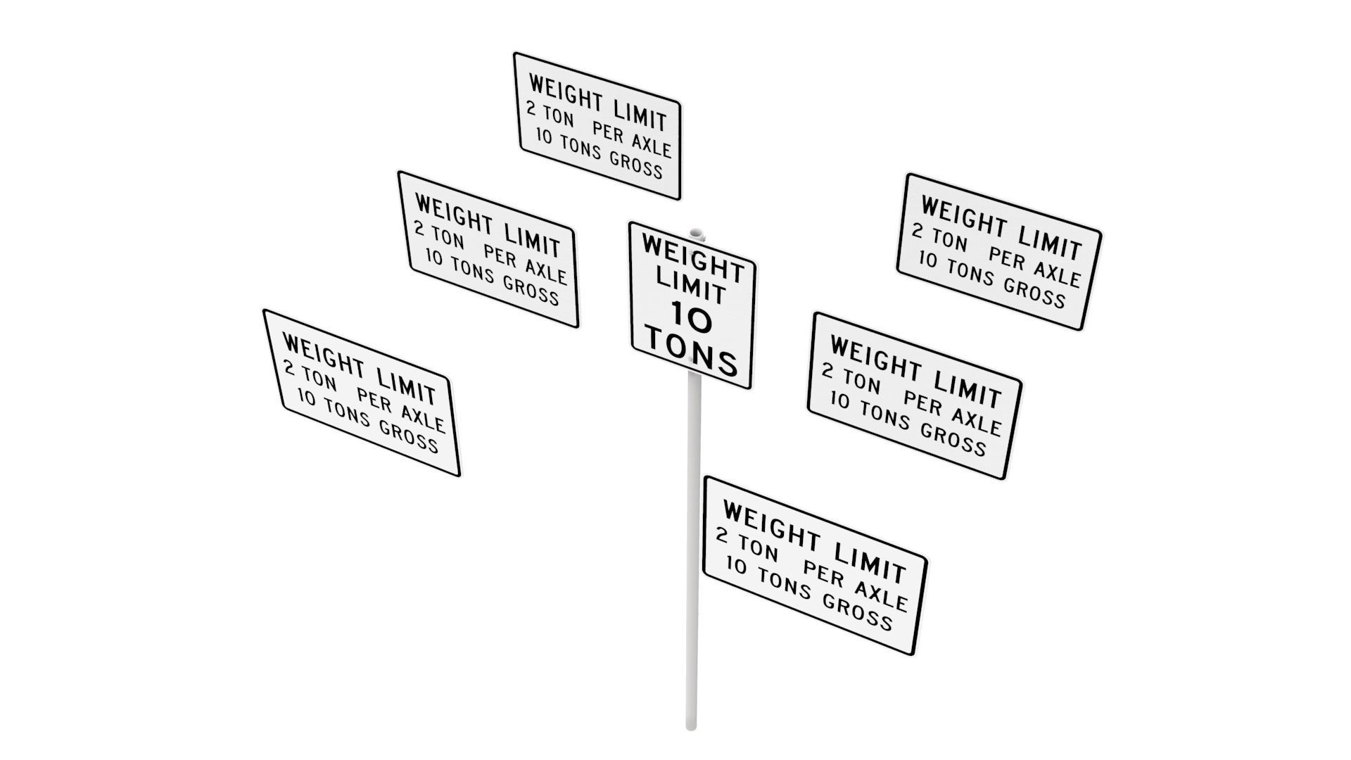 Road Sign - US - R12 Series Weight Limits 3D model | CGTrader
