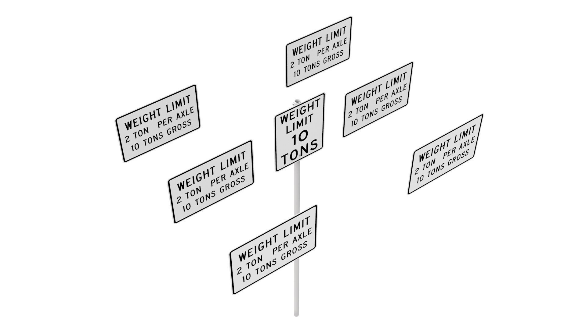 Road Sign - US - R12 Series Weight Limits 3D model | CGTrader