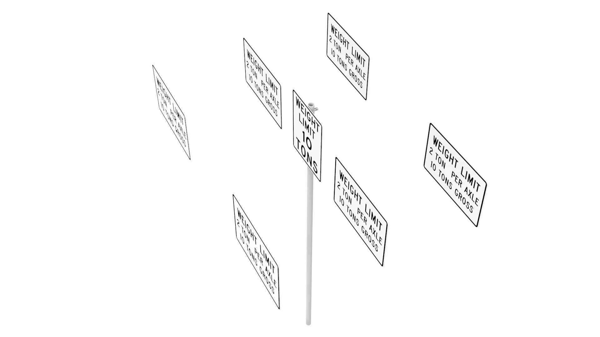 Road Sign - US - R12 Series Weight Limits 3D model | CGTrader