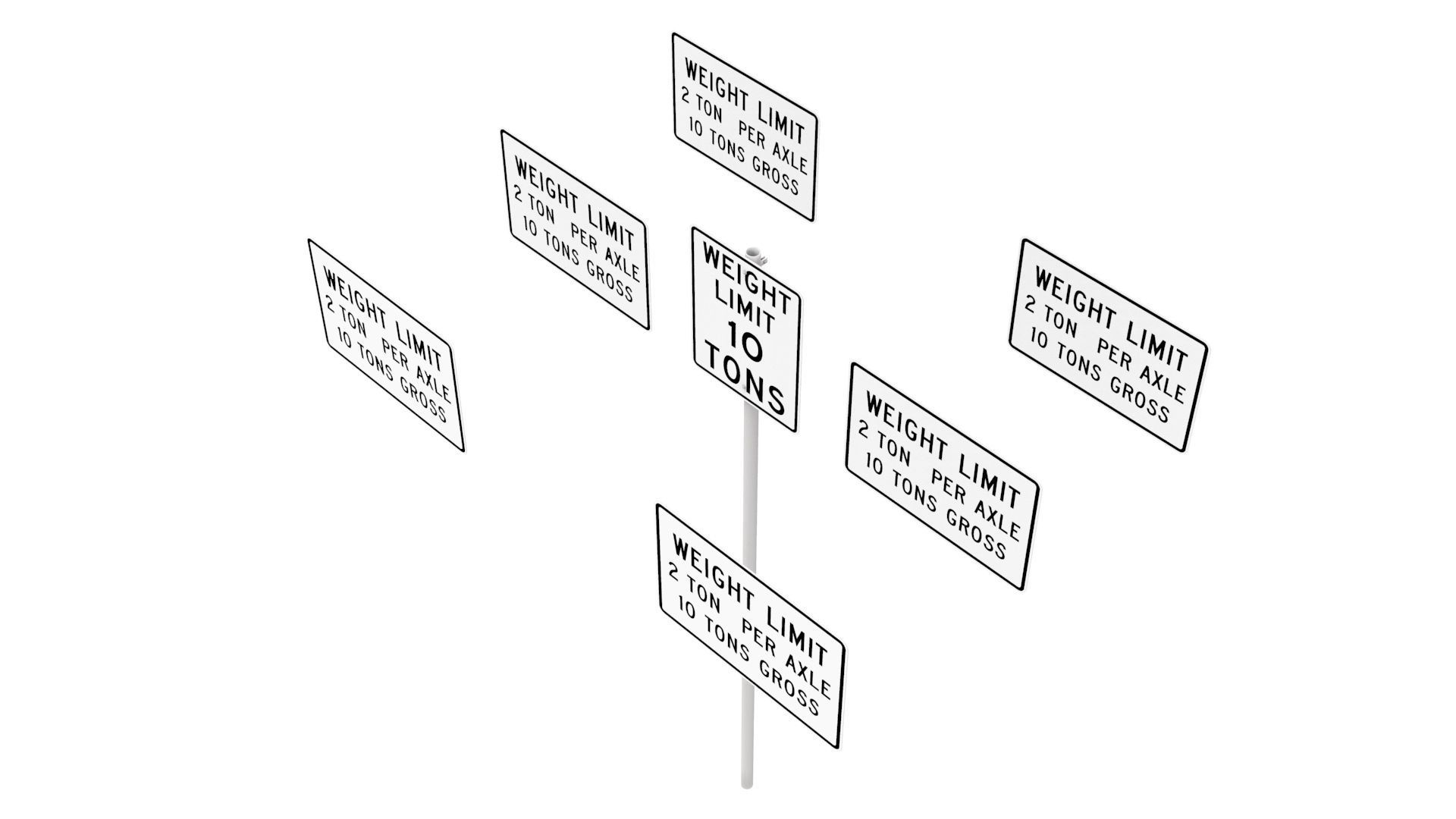 Road Sign - US - R12 Series Weight Limits 3D model | CGTrader