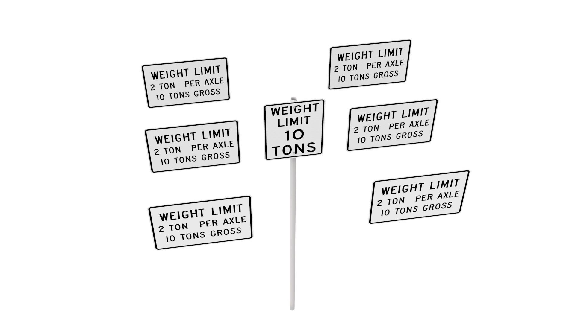 Road Sign - US - R12 Series Weight Limits 3D model | CGTrader