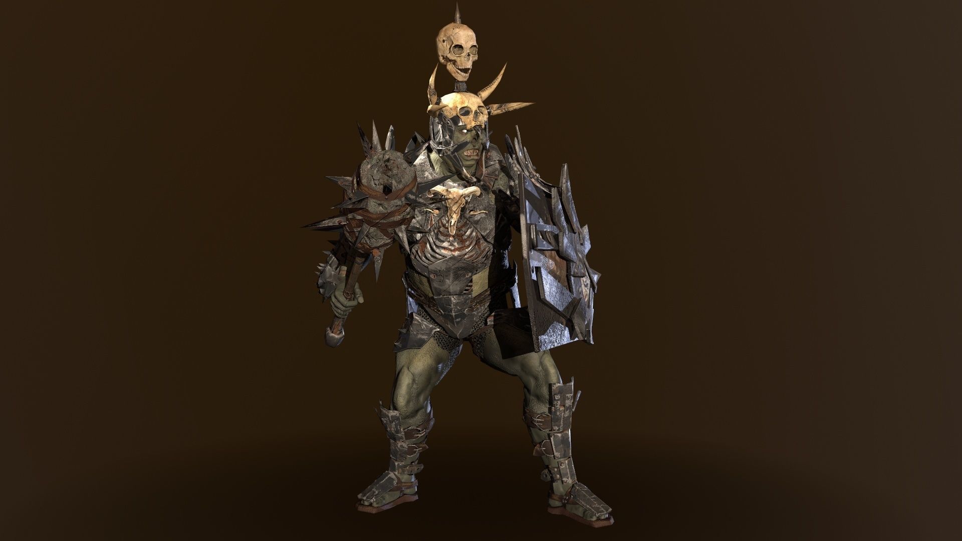3D model Fat orc 2 VR / AR / low-poly rigged animated | CGTrader