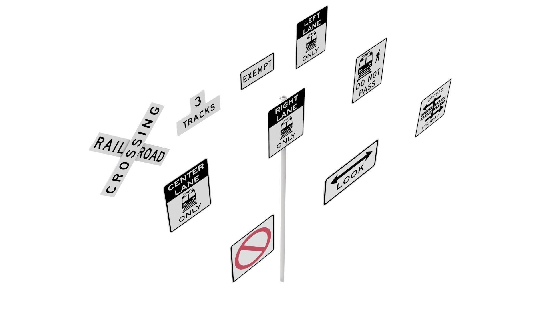 Road Sign US R15 Series Rail And Light Rail 3D model