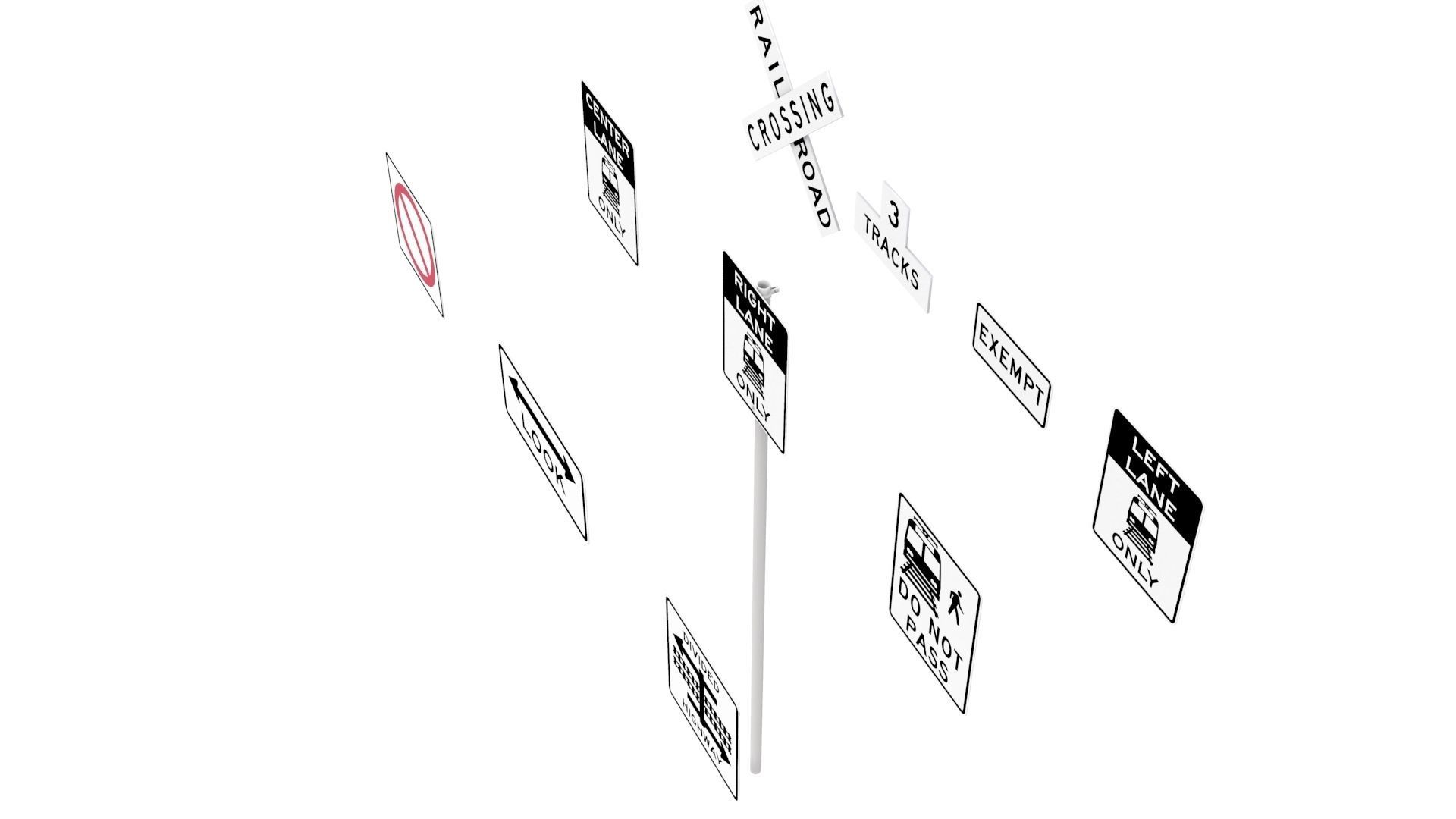 Road Sign US R15 Series Rail And Light Rail 3D model | CGTrader
