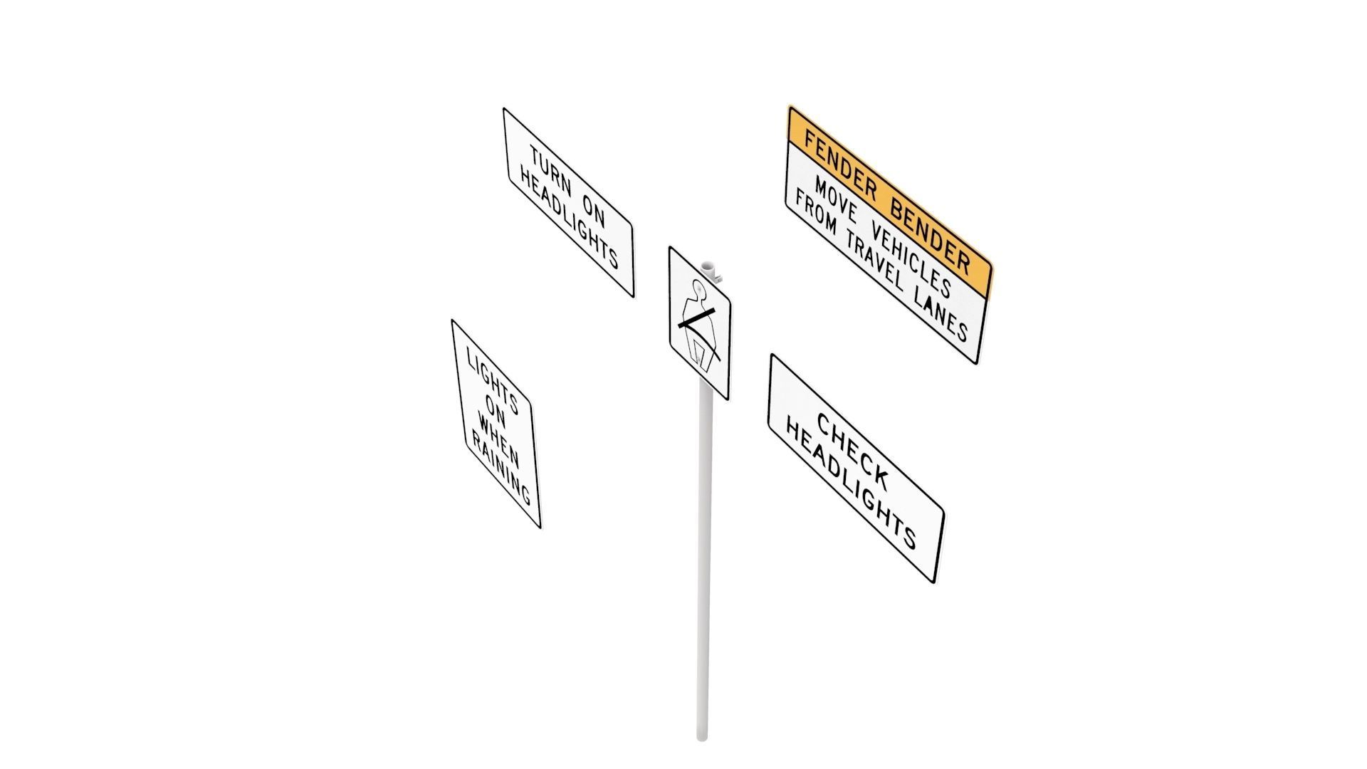 Road Sign - US - R16 Series Seat Belts And Headlight Use 3D model ...