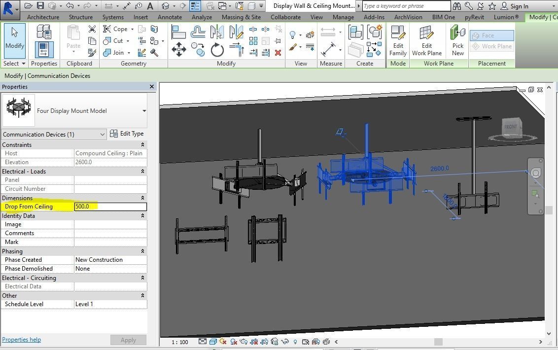 Display Wall and Ceiling Mount Revit Families 3D model | CGTrader