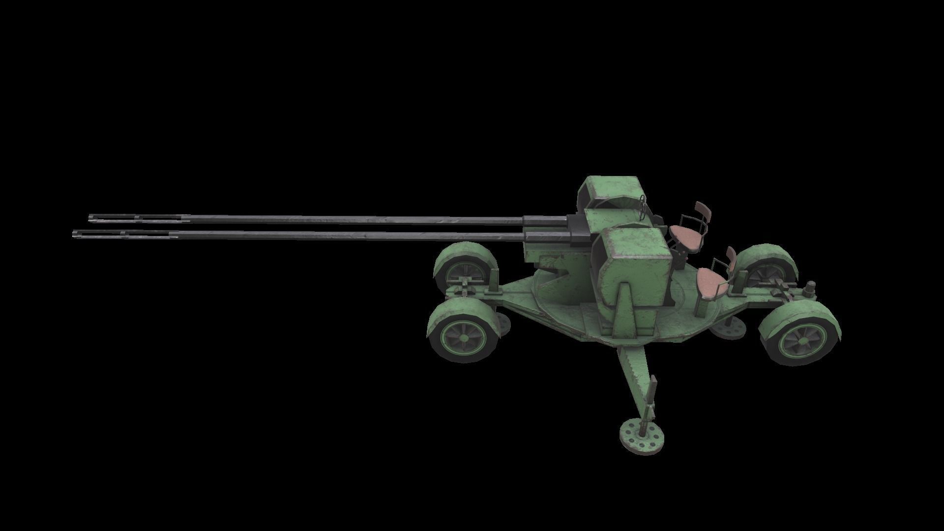 3D model Anti Aircraft Twin gun PG99 Type 90 35mm VR / AR / low-poly | CGTrader