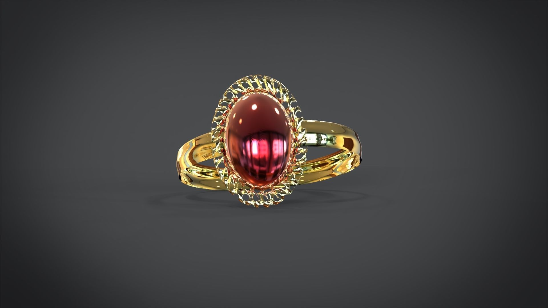 Oval shape gold ring 3D model | CGTrader
