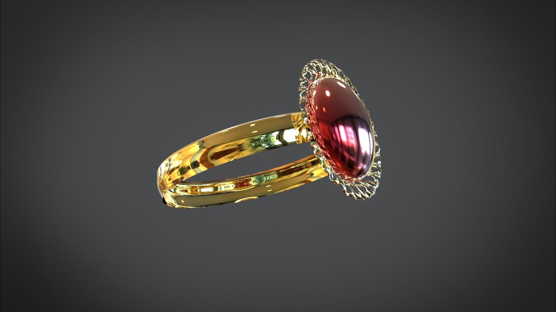 Oval shape gold ring 3D model | CGTrader