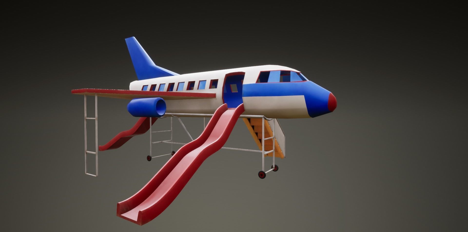3D model 3D low poly PBR playground airplane slide VR / AR / low-poly ...