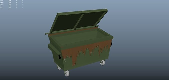 Low poly dumpster trash can on wheels free VR / AR / low-poly 3D model ...
