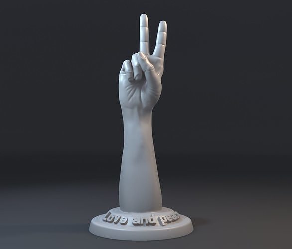 Hand with peace of victory gesture 3D model 3D printable | CGTrader