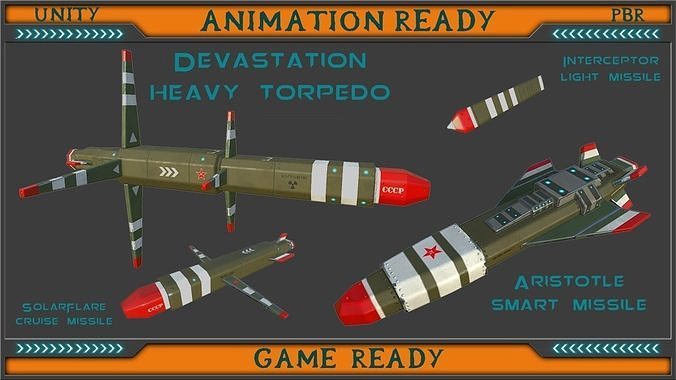 3D model Sci-fi Missiles set VR / AR / low-poly | CGTrader