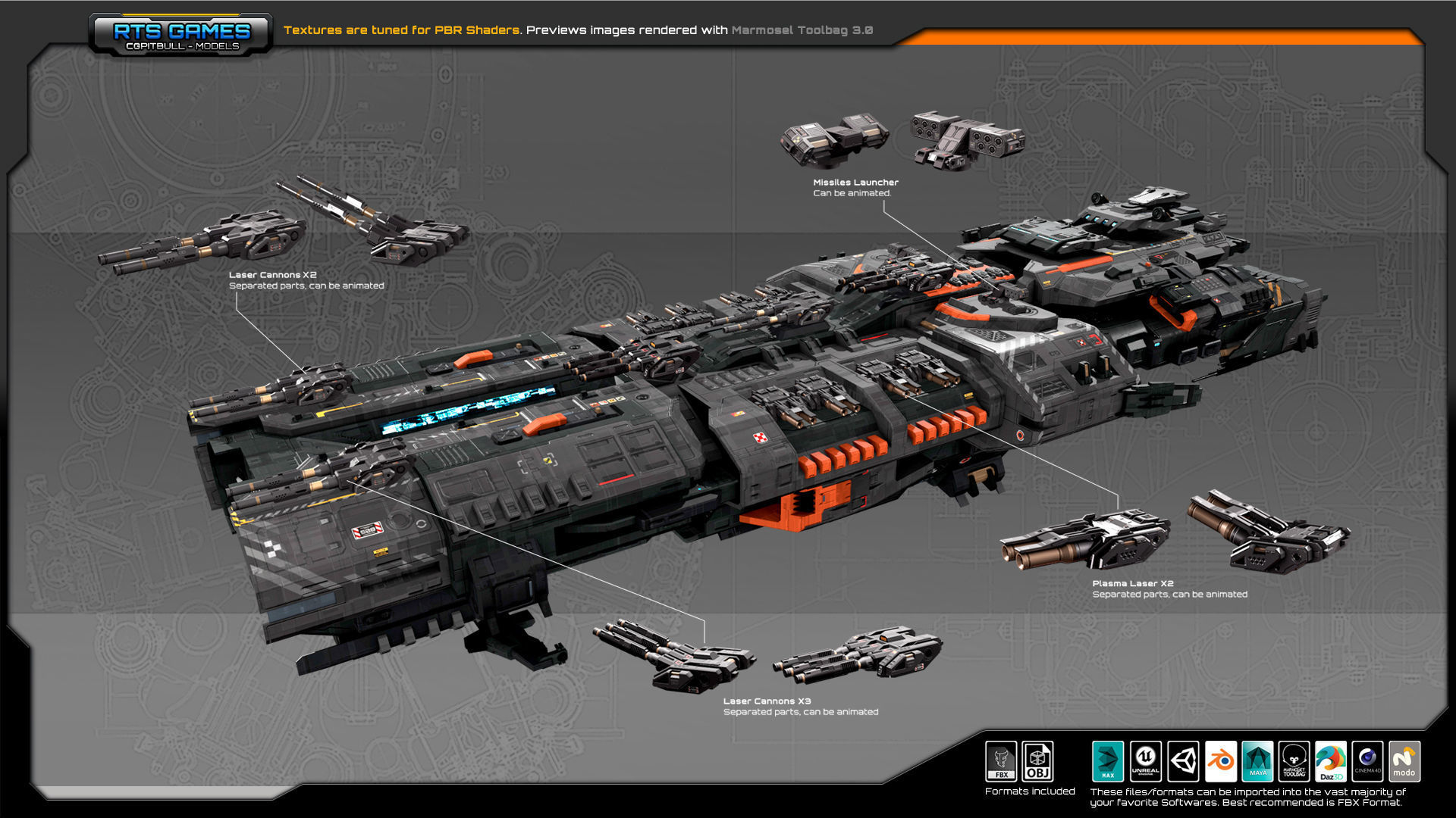 3D model Federation Fleet Pack03 VR / AR / low-poly | CGTrader