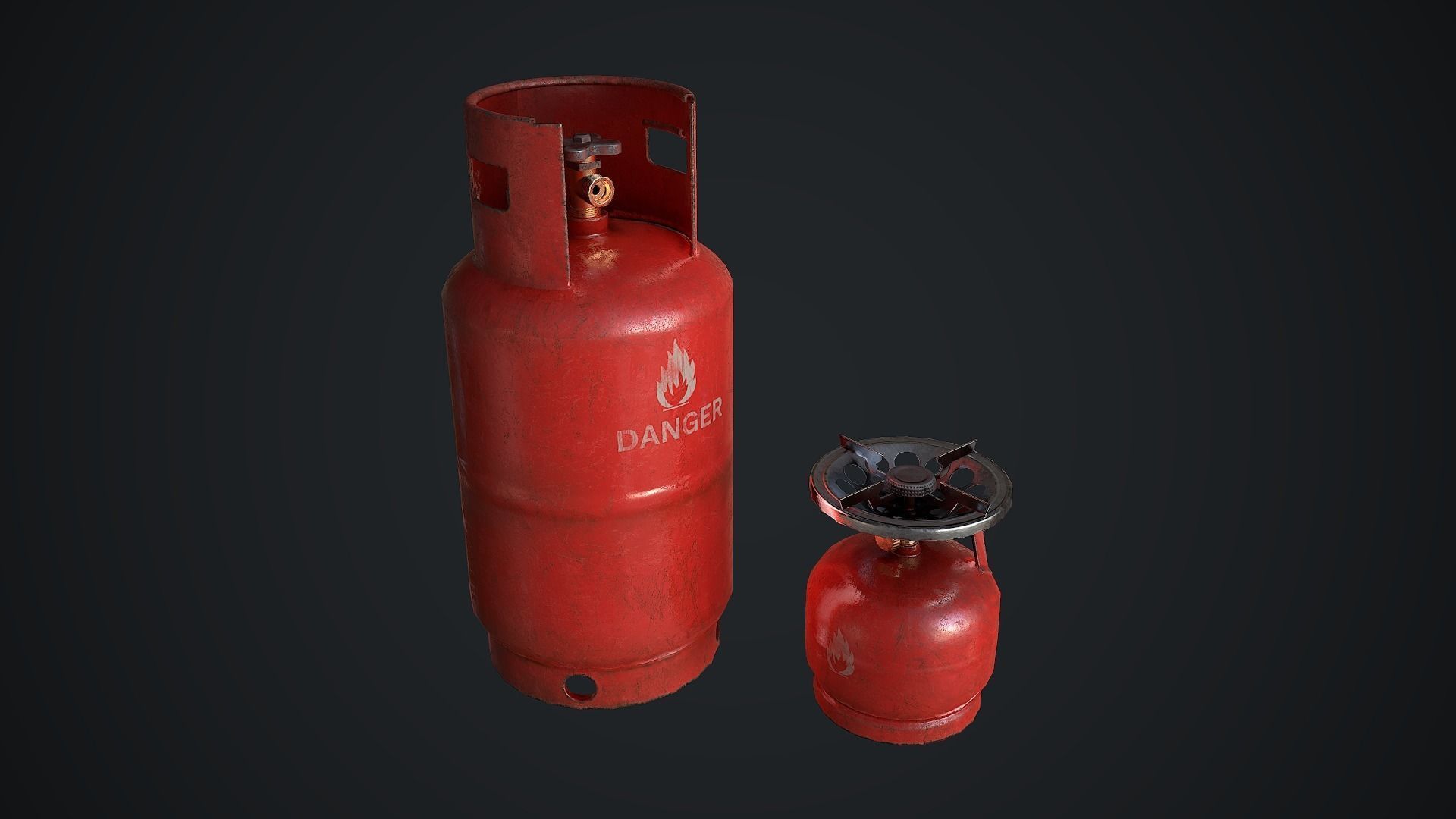 3D model Gas Tank Big and Small Red Paint VR / AR / low-poly | CGTrader