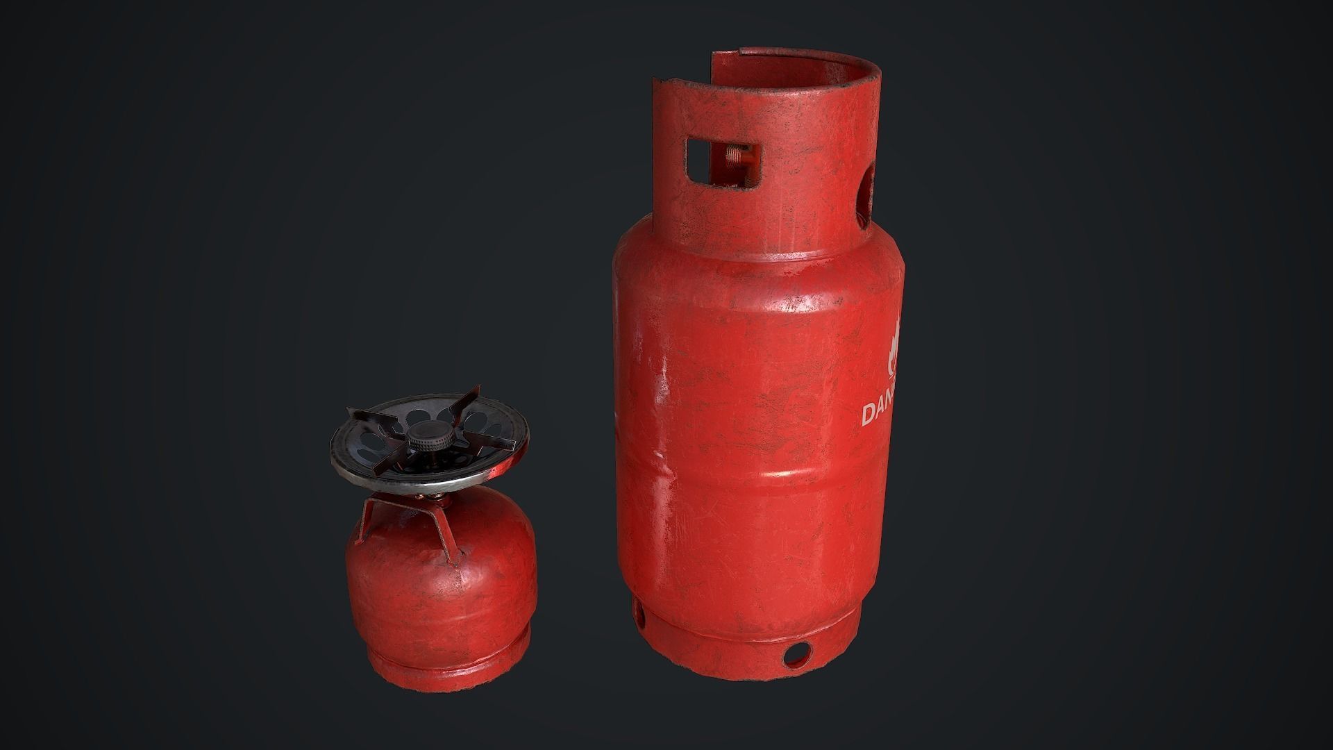 3D model Gas Tank Big and Small Red Paint VR / AR / low-poly | CGTrader