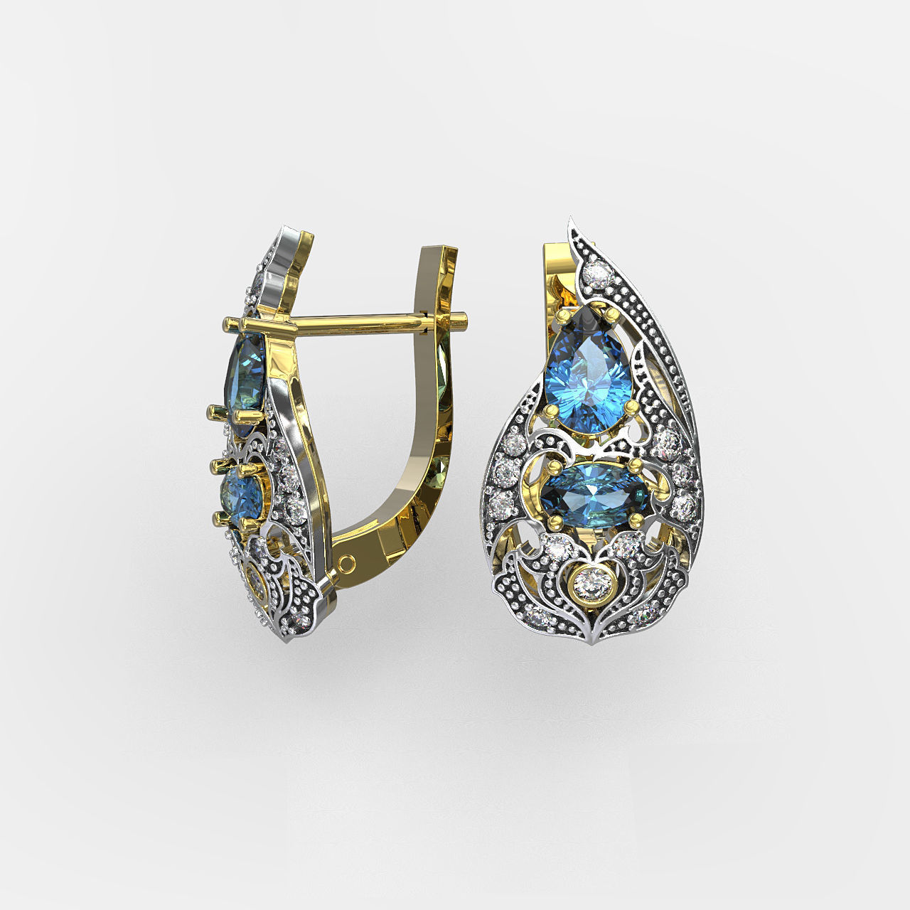Earrings patterned 3D print model | CGTrader