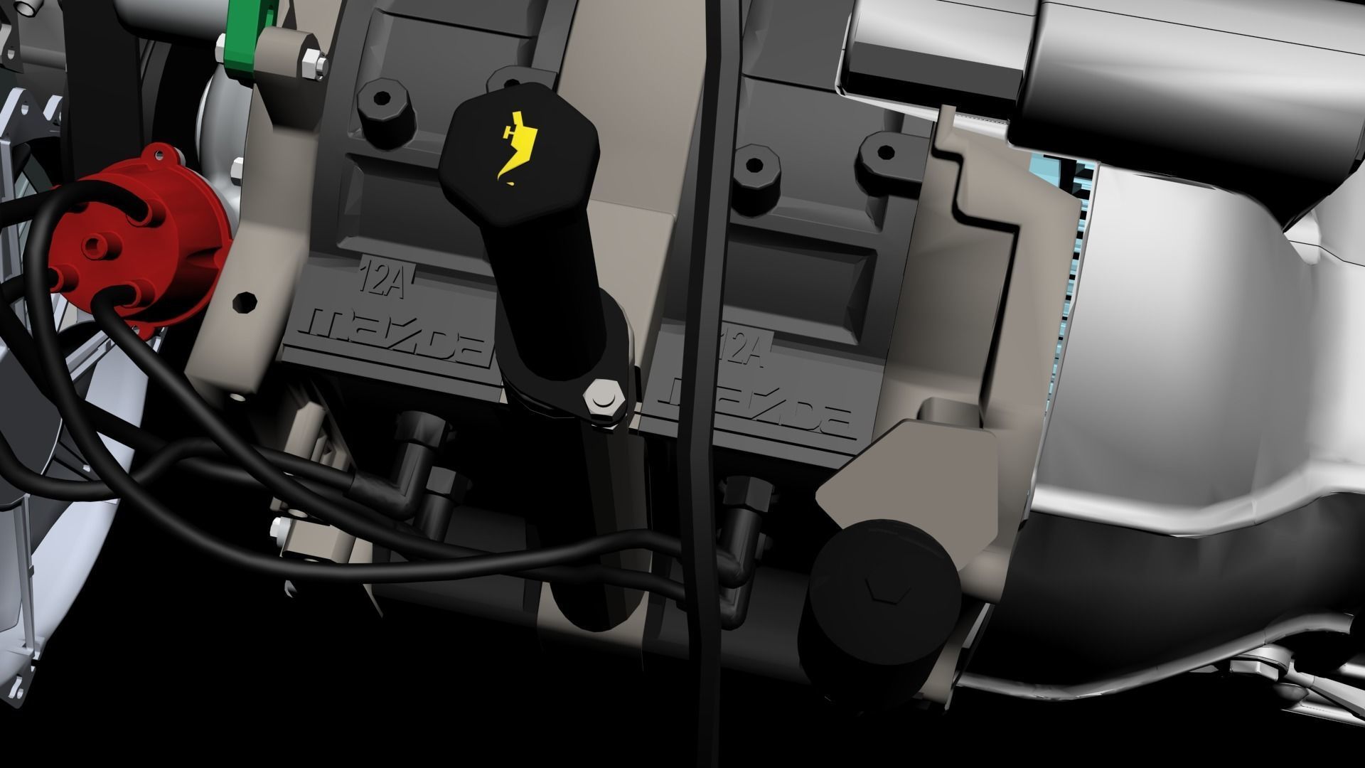 Rotary 12A MAZDA RX2 Complete engine 3D model | CGTrader