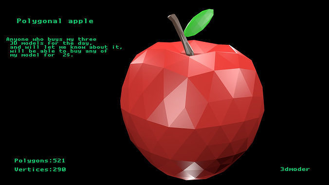 3D model Polygonal apple VR / AR / low-poly | CGTrader