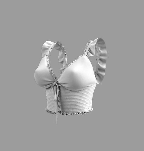 Womens Embroidered Ruffle Top with UV map 3D model | CGTrader