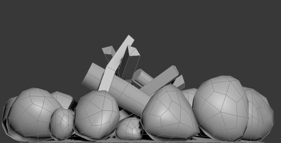 Bonfire fire pit made of rocks and logs free VR / AR / low-poly 3D ...