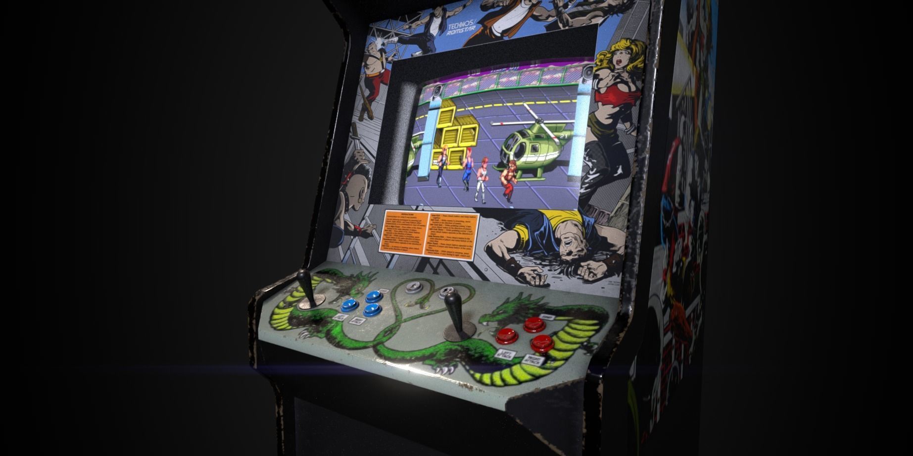 3D model Double Dragon 2 Arcade Machine VR / AR / low-poly | CGTrader