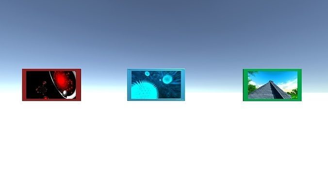 3D model picture frame with 3 custom art textures VR / AR / low-poly ...
