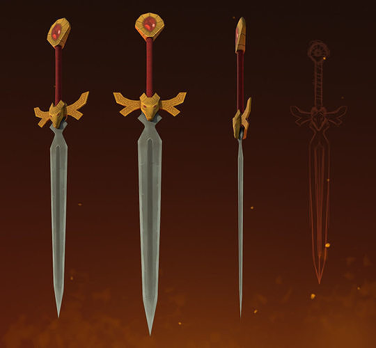 Handpainted Elk Sword 01 Low Poly Model free VR / AR / low-poly 3D ...