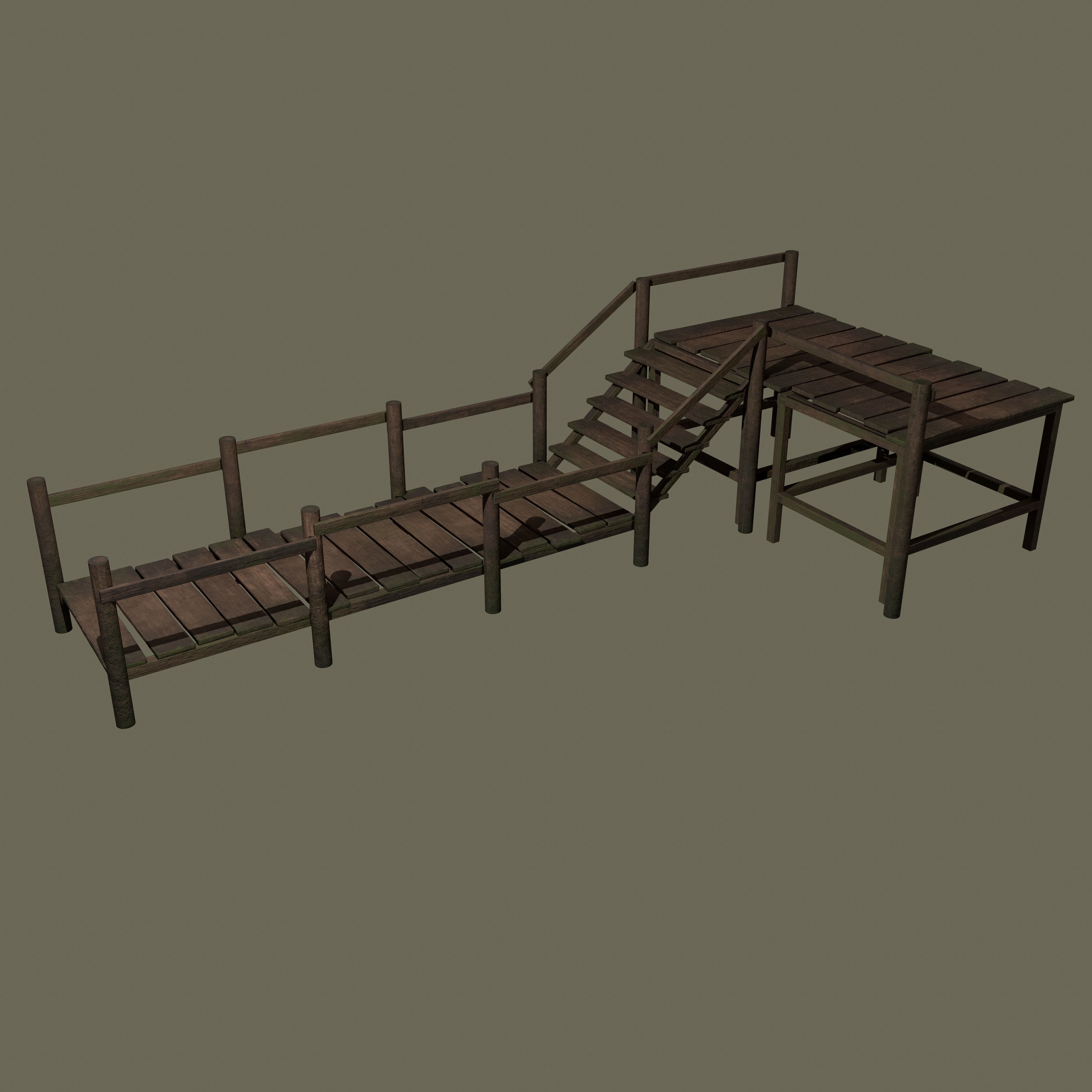 3D model Wooden Walkway VR / AR / low-poly | CGTrader