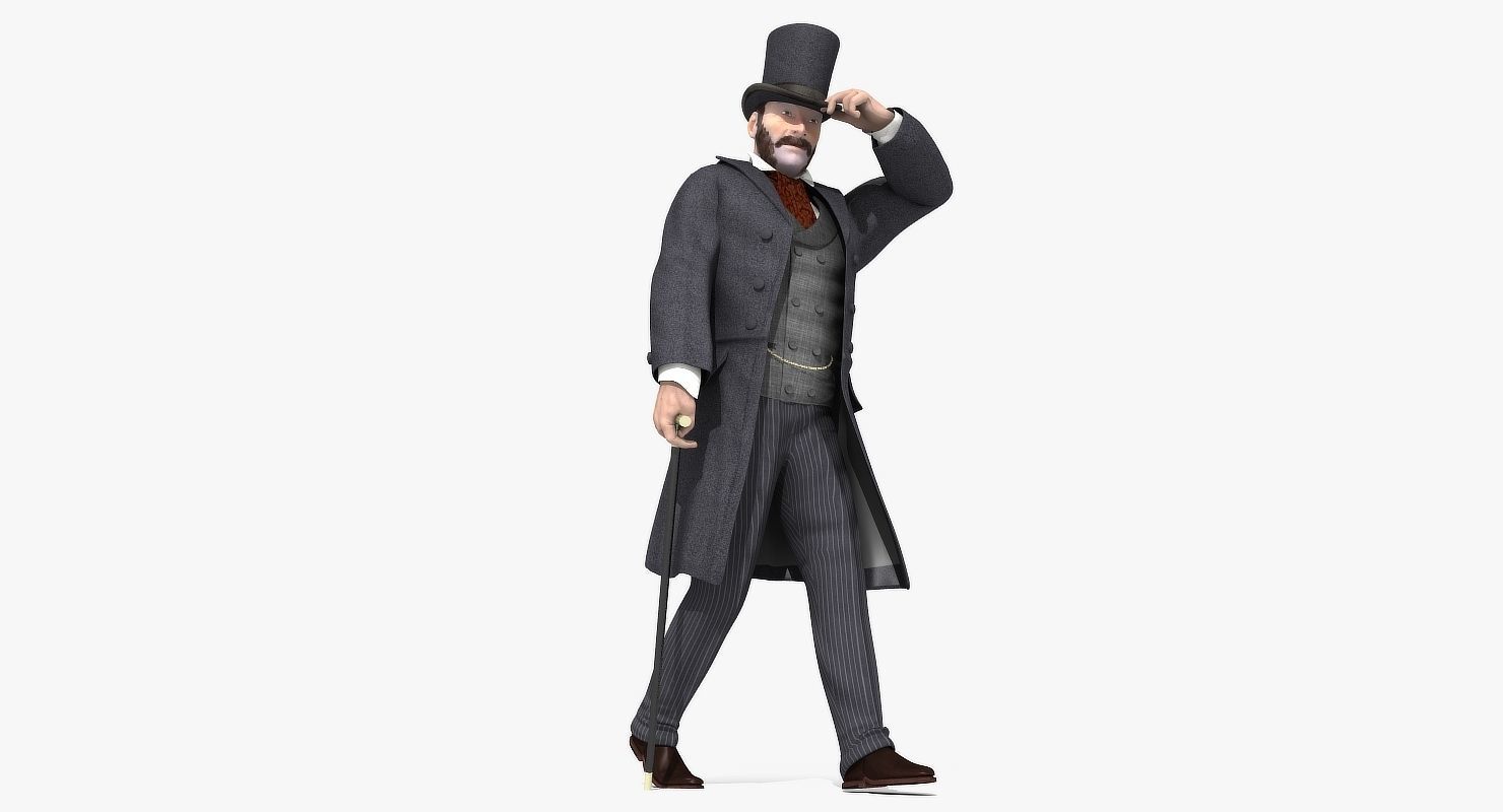 Victorian Gent - Rigged - 1 model 2 versions - Low Poly-rigged 3D model ...