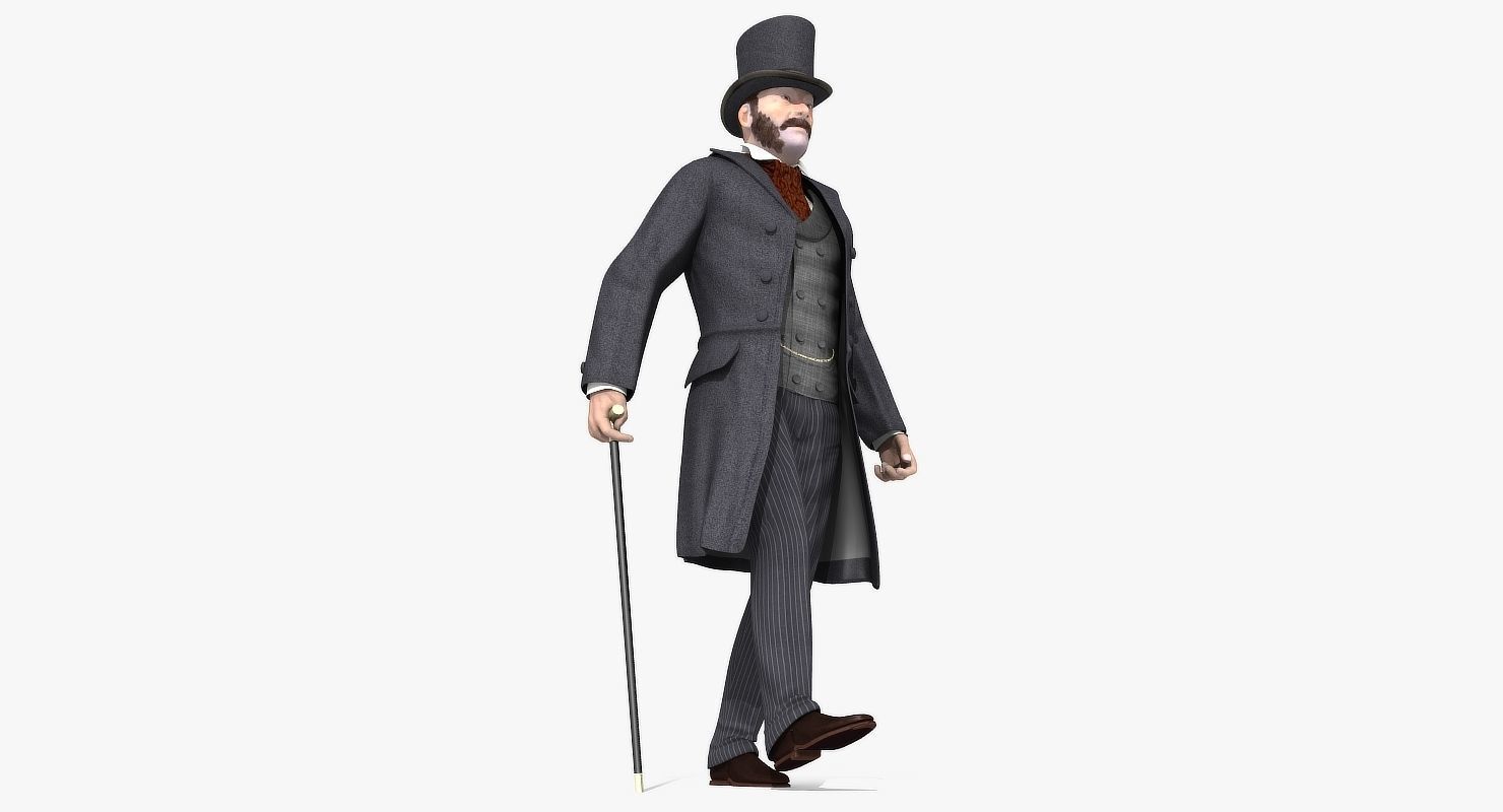 Victorian Gent - Rigged - 1 model 2 versions - Low Poly-rigged 3D model ...