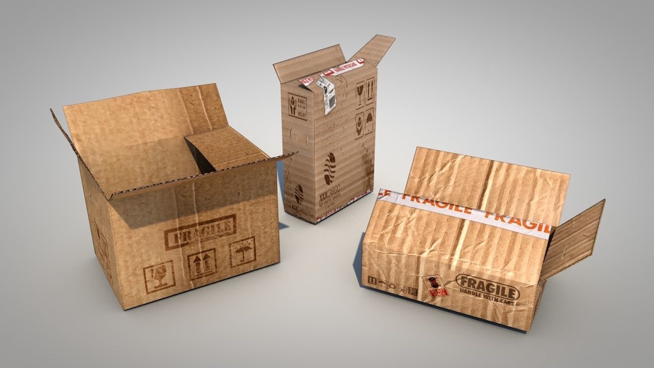 3D model Game Ready Cardboard Boxes VR / AR / low-poly rigged | CGTrader