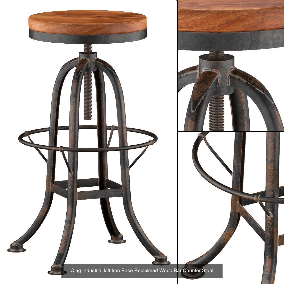 Bar stools in industrial style 3D Model Collection | CGTrader