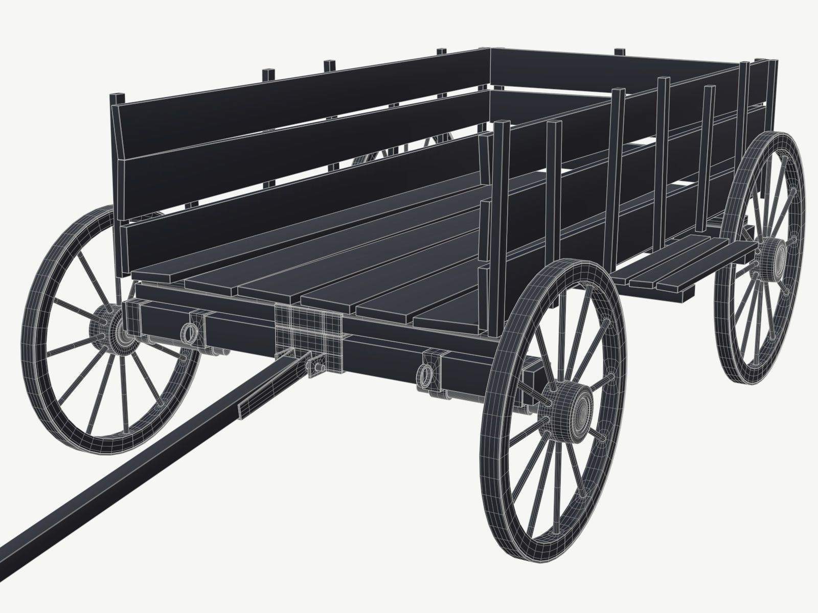wooden wagons 3D model | CGTrader