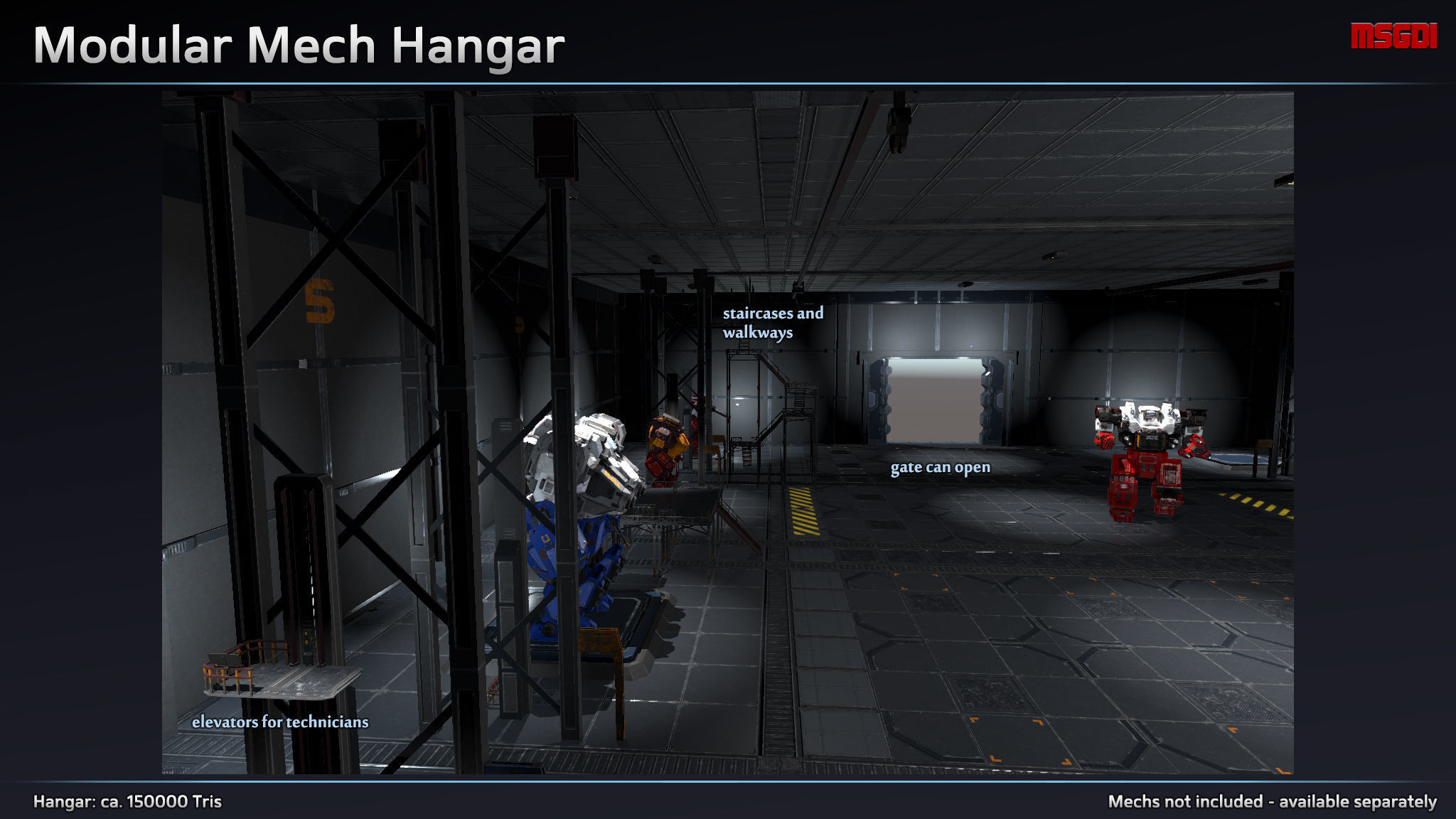 3D model Modular Mech Hangar VR / AR / low-poly | CGTrader