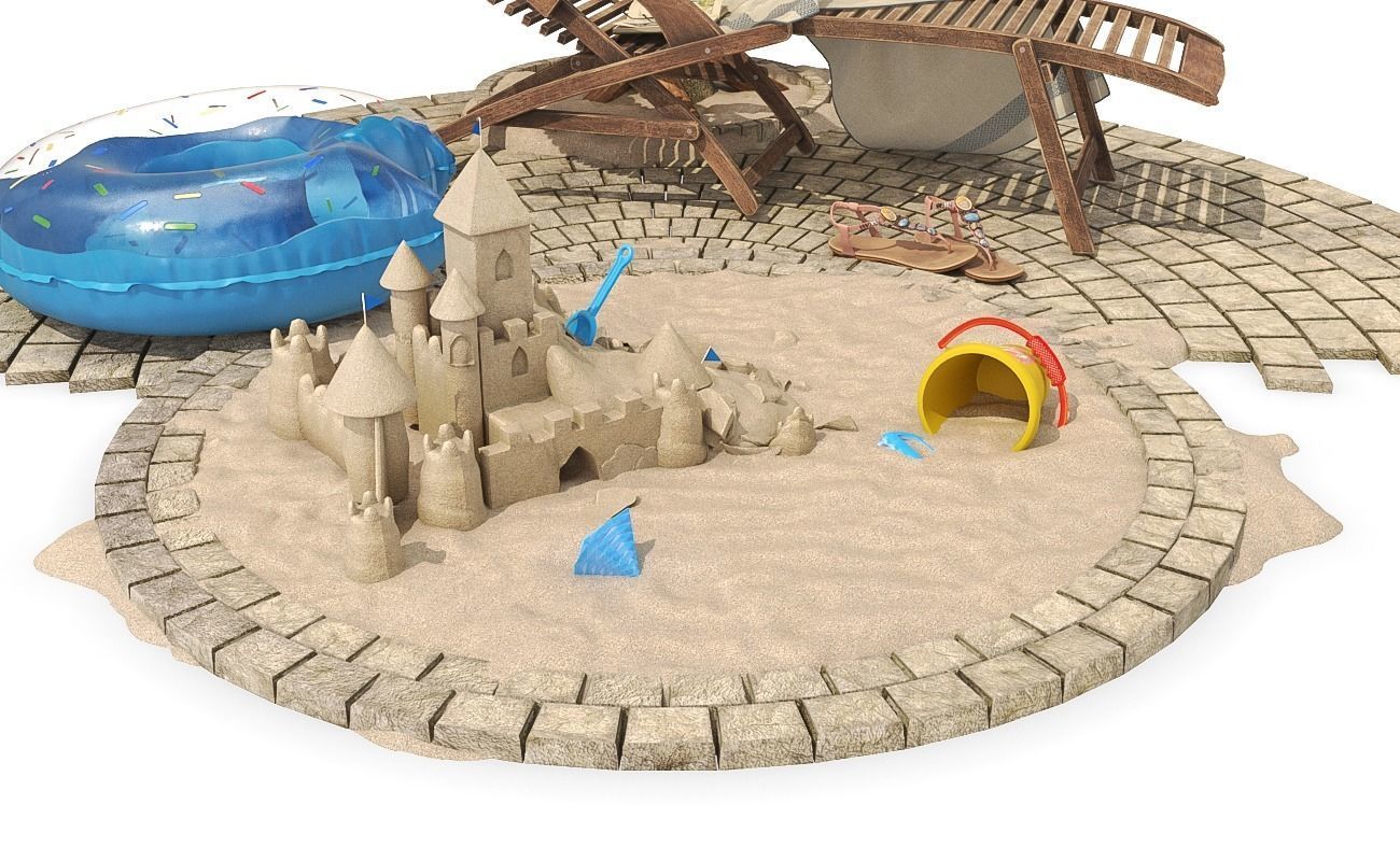 Destroyed Sandcastle with Toys 3D model | CGTrader